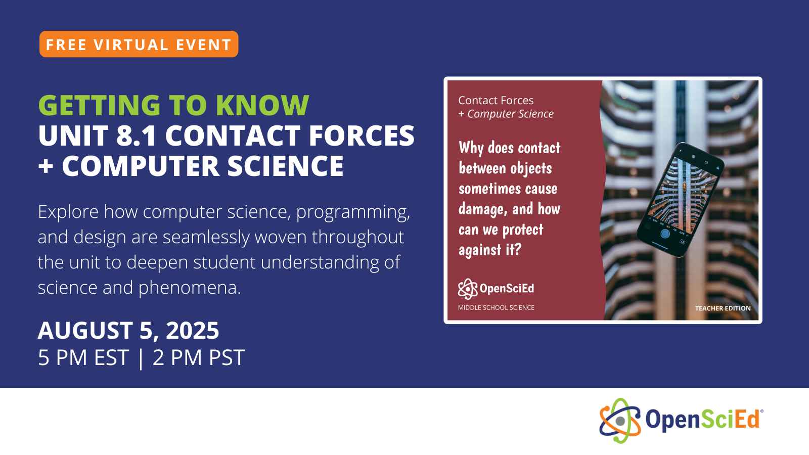 Getting to Know the Computer Science Unit 8.1 Contact Forces + CS - OpenSciEd